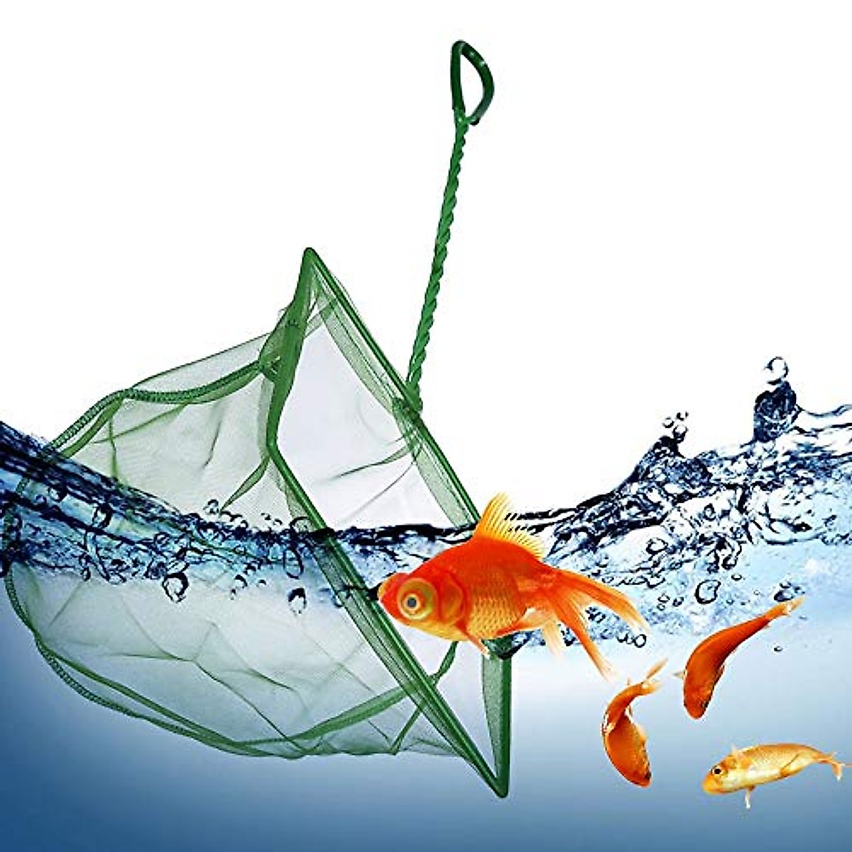 Laojbaba Aquarium Fishing Net Fish Tank Net Green Fine Mesh Net with Plastic Handle 6 Inch