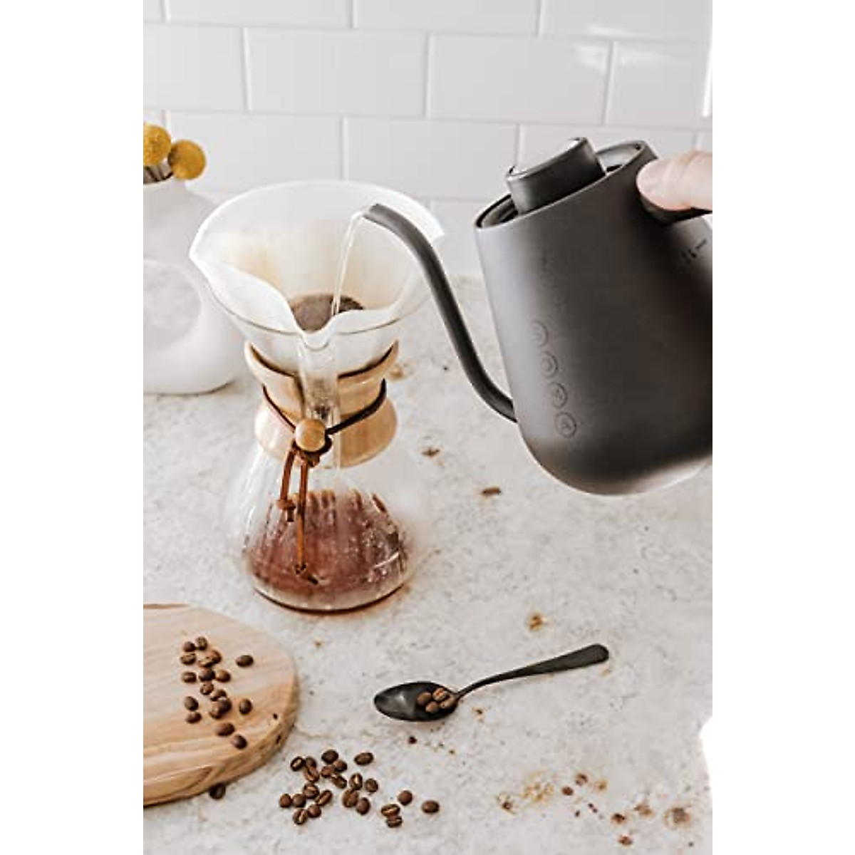 Soma Stainless Steel Gooseneck Coffee & Tea Kettle, Black, 1 Liter, Stovetop