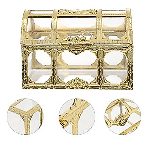 NUOBESTY Treasure Chest Pirate Keepsake Jewelry Box Small Transparent Vintage Decorative Metal Box for Kids Birthday Pirate Party Favors