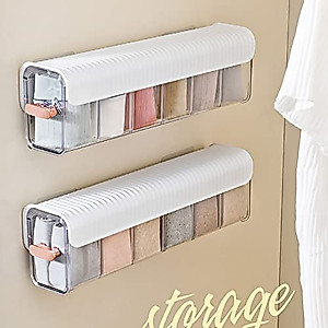 Socks Underwear Wall Mount Drawer Organizer, Wall Hanging Transparent Underwear Storage Box, 6 Cell Drawer Acrylic Organizers, Punch-Free Multifunctional Storage Box for Clothes Socks Lingerie (White)