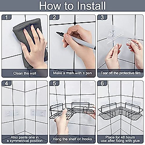 SlimmKISS Corner Shower Caddy Shelf Organizer, Adhesive Bathroom Basket with Movable Hooks, Shower Shelf Wall Mounted Organizer for Bathroom, Toilet, Kitchen and Dorm,4-Pack