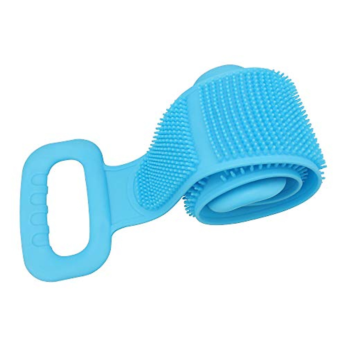 Silicone Bath Body Brush, Exfoliating Silicone Body Back Scrubber, Deep Clean Back Acne & Bacne, Extra Long and Super Soft, Suitable for Women ＆ Men (Blue)