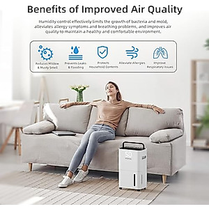HOGARLABS 2000 Sq Ft 30 Pint Dehumidifier for Home Basements Bathroom Bedroom, Dehumidifier with Drain Hose for Medium to Large Room, Intelligent Humidity Control Dehumidifier with Laundry Dry
