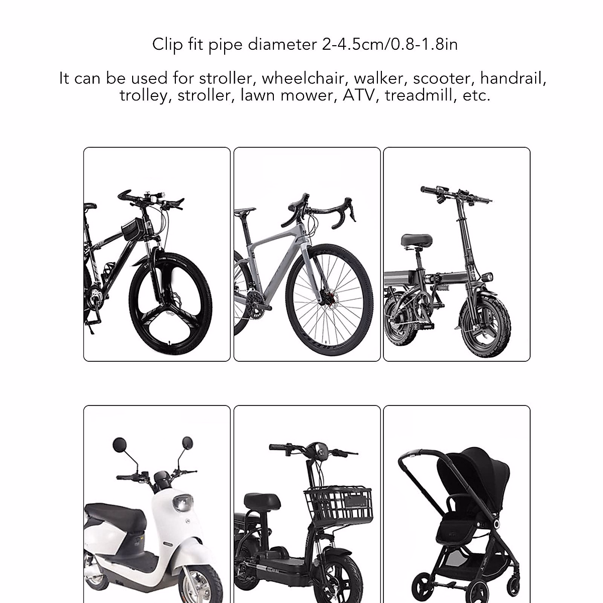 Stroller Cup Holder, Multifunction Water Bottle Holder with Large Caliber Designed, 360 Degrees Rotation Wheelchair Cup Holder, Portable Stroller Water Bottle Holder(Black Orange)