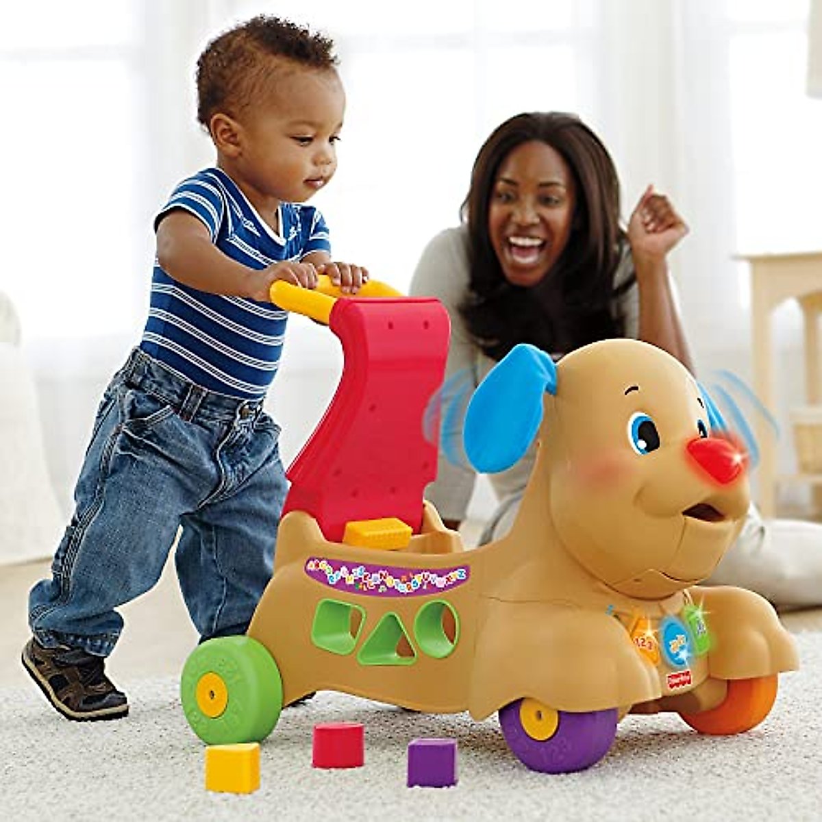 Fisher-Price Laugh & Learn Stride-to-Ride Puppy [Amazon Exclusive] & Laugh & Learn Baby Walker and Musical Learning Toy with Smart Stages Educational Content, Learn with Puppy​