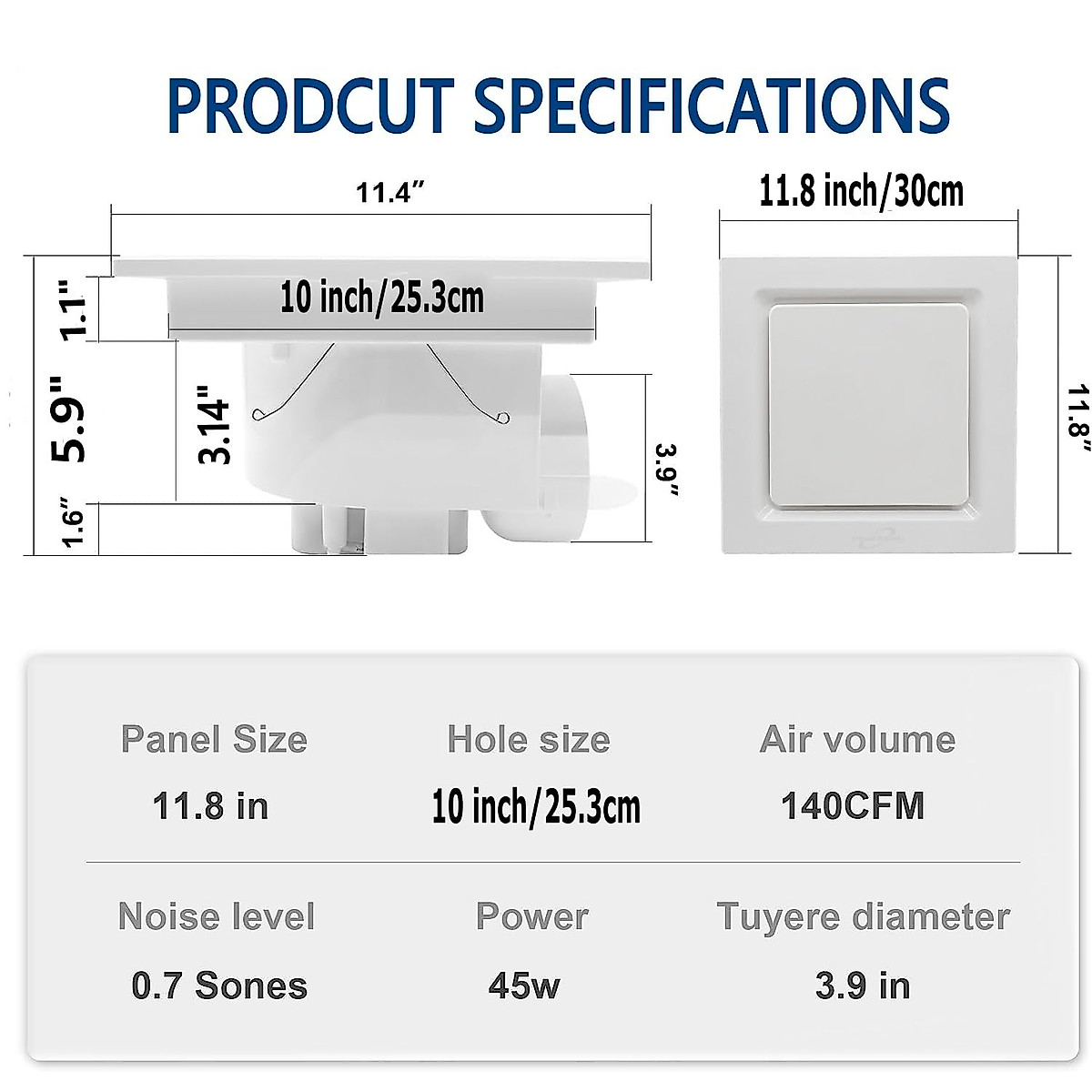 Jinhong Bathroom Fan Ceiling Mount Exhaust Ventilation Fan Ceiling Exhaust Fan Extractor Fan 141 CFM 0.7 Sones,Quiet Bathroom Ventilation Exhaust Fan for Shower,Restroom,Office,Home(Flat Plate)