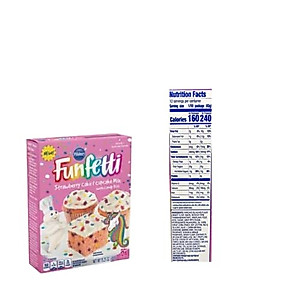 Unicorn Cupcake mix with frosting and cupcake baking pan accompanied by 50 baking cups and an RCM branded recipe card.