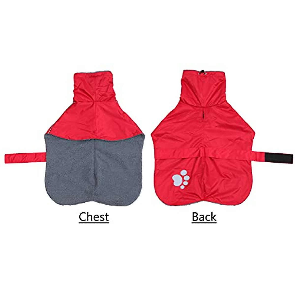 Winter Warm Jacket Waterproof Greyhound Dog Winter Coat with Warm Lamb Wool Lining, Outdoor Dog Apparel with Adjustable Bands for Medium, Large Dog -Red-M
