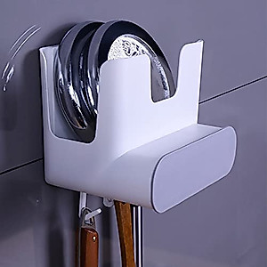 MHADBKH Multifunction Pot Lid Stand Wall Mounted Self Adhesive Pan Storage Rack Drainer with Drawer Hooks Shelf