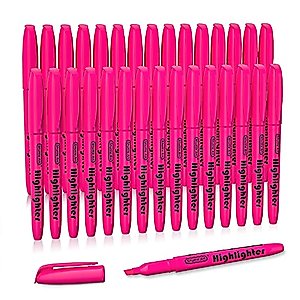 Shuttle Art Highlighters, 30 Pack Highlighters Bright Colors, Pink Colors Chisel Tip Dry-Quickly Non-Toxic Highlighter markers for Adults Kids Highlighting in the Home School Office