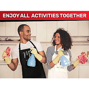 Prazoli His and Her Aprons - Mr Mrs Established 2024 Couples Engagement Gift, Cute Bridal Shower Gift Anniversary Wedding Registry Items & Decoration, Housewarming Gifts For New Home Newlywed Gift