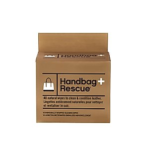 HandBagRescue All-Natural Cleaning Wipes. Remove Dirt & Surface Stains & Conditions Leather Handbags with Essential Oil. Box of 10 Individually Wrapped Wipes.
