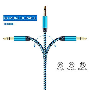 AUX Cord for Car, 6 Pack 3.5mm Auxiliary Audio Cable, Braided Stereo AUX Chords Compatible Headphone Car, iPhone, iPod, iPad, Samsung Galaxy, HTC, LG, Google Pixel, Tablet & More
