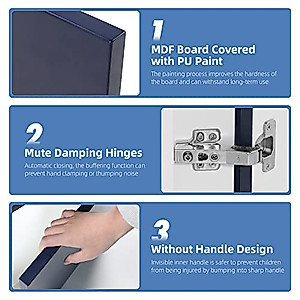 walsport 16" Corner Bathroom Vanity Floating Single Sink Combo for Small Space Wall Mounted Cabinet Set Design Resin Basin Sink Top Chrome Faucet and Drain,Blue