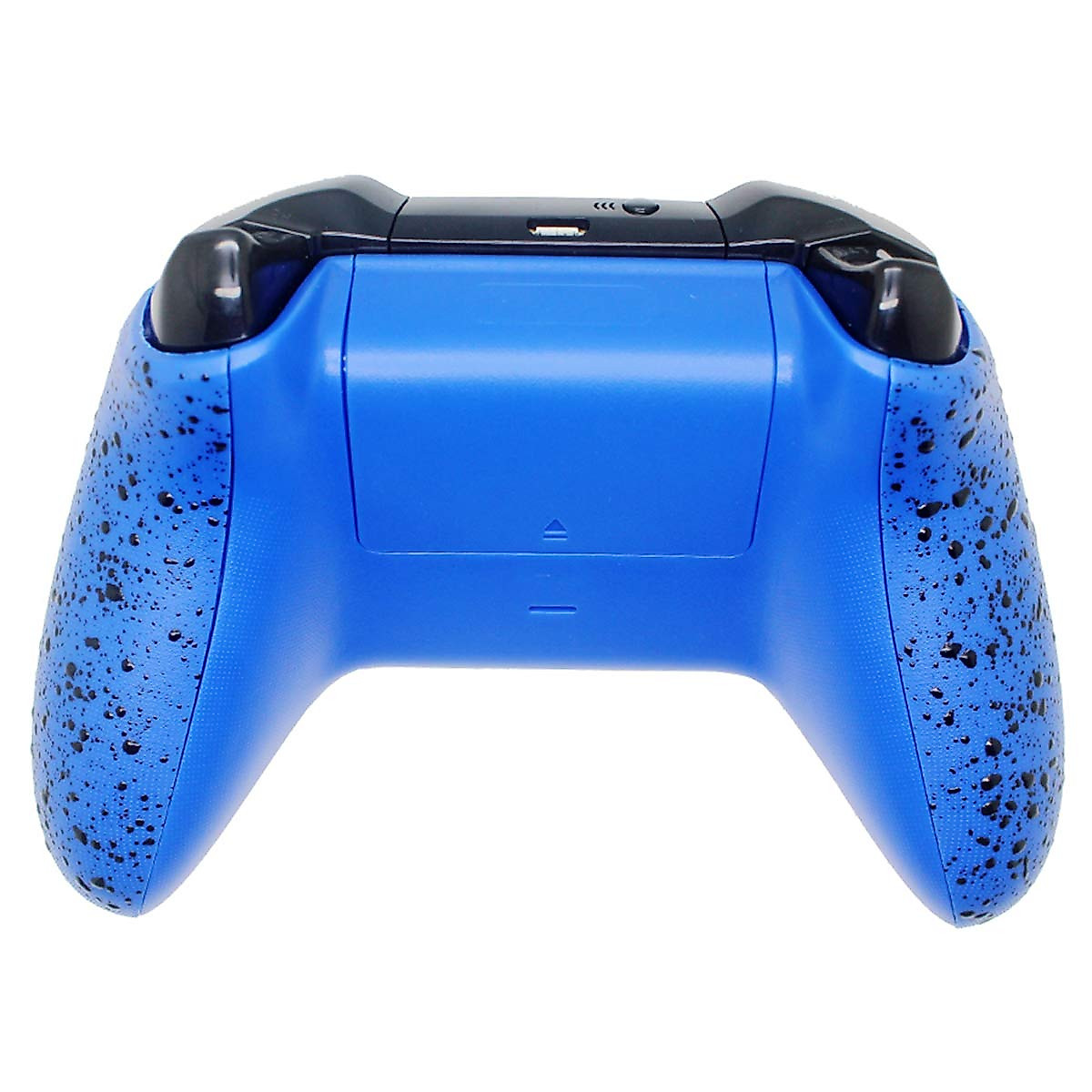 Blue 3D Splashing Faceplate Cover Textured Front Housing Shell Case, Back Cover Bottom Case, Non-Slip Back Panels Right Left Rails Rear Handle Grips Mod Kit Replacement for Xbox One S & X Controller