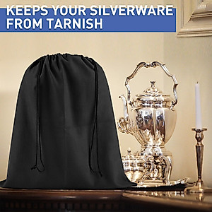 4Pcs 18x18 Inches Silver Storage Bags Anti Tarnish, 20x14 Inches Silver Storage Cloth Anti Tarnish Silver Protector Bags for Cutlery Utensils Silverware Protection Flatware Silver Plate Tarnish