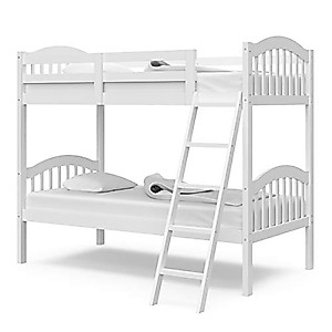Storkcraft Long Horn Twin-Over-Twin Bunk Bed (White) - GREENGUARD Gold Certified, Converts to 2 individual twin beds