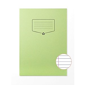 Silvine A4 Recycled Exercise Book - Lined With Margin (64 Pages) Green [Pack of 10]