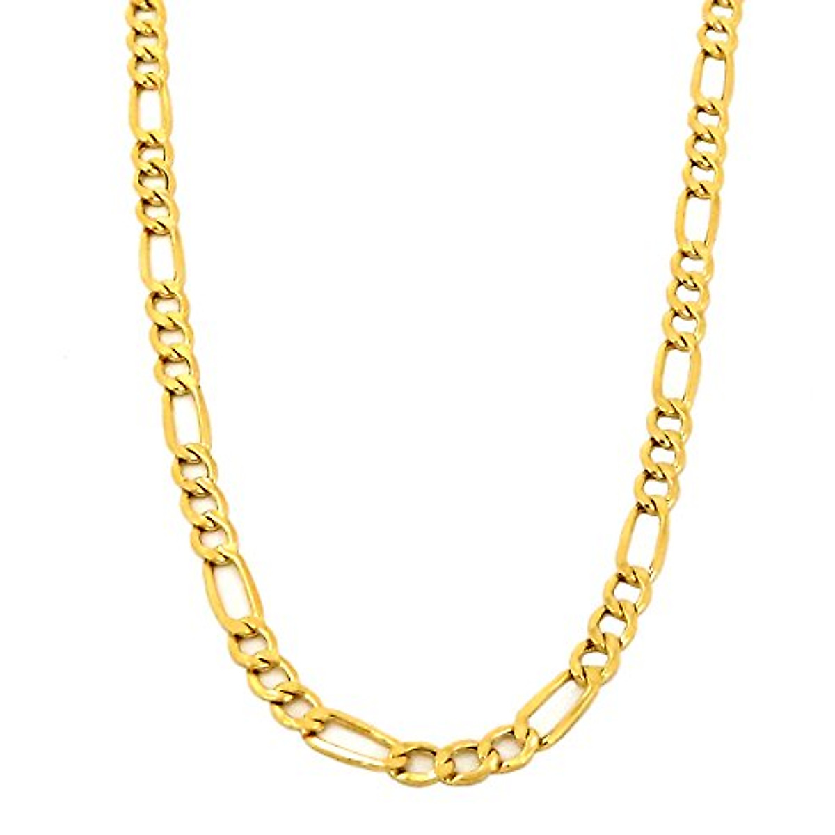 Yellow Gold Hollow Figaro Chain Real 10K Necklace 16" to 24", 2.5MM (20)