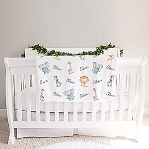 Lovable Gift Co Safari Animals Personalized Baby Blanket, Safari Nursery, Custom Name Blanket