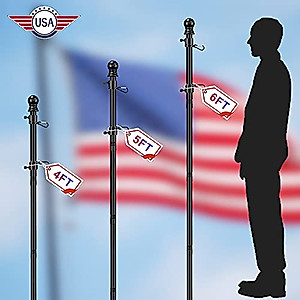 Flag Poles for Outside House - Black 6FT Tangle Flagpole Kit for American Flag - 3x5/4x6 Flags Heavy Garden flagpole-Professional Metal Flag Pole for House truck Garden Yard Residential or Commercial