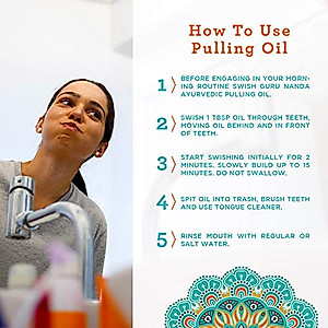 GuruNanda Original Oil Pulling Oil, Fluoride Free Vegan Natural Mouthwash & Advanced Formula Oil Pulling - Natural Coconut Oil Mouthwash with Essential Oils