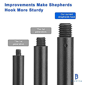 Bluwing 48 Inches Outdoor Shepherd Hook with 5 Prong Base (2 Packs), Stand Pole for Humming Bird Feeder, Adjustable Freestanding Hanger Base for Flower Planter, Outside Garden Holder for Wind Chime