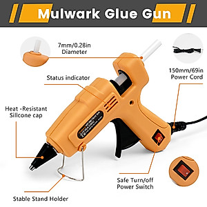 Mulwark Mini Hot Glue Gun and Sticks Set - High-Temp Glue Gun with 30 Glue Sticks - Perfect for DIY Crafts, Repairs, Home, Office & School Projects - 20W Premium Mini Hot Glue Gun