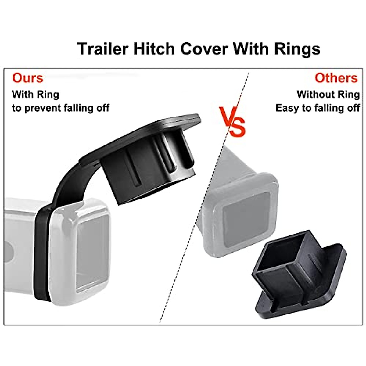 2PCS 2 Inch Trailer Hitch Cover, Receiver Tube Hitch Plug Insert Cap Compatible with Class 3 4 5 Hitches for Toyota Ford Jeep Chevrolet Nissan Dodge Ram Porsche Mercedes Benz Ranger ATV UTV