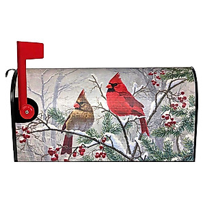 Winter Mailbox Covers Magnetic Bird Mailbox Cover Winter Mailbox Cover Magnetic Mailbox Wraps Standard Size 18" X 21" Holiday Garden Mailboxs Decorations for Outside