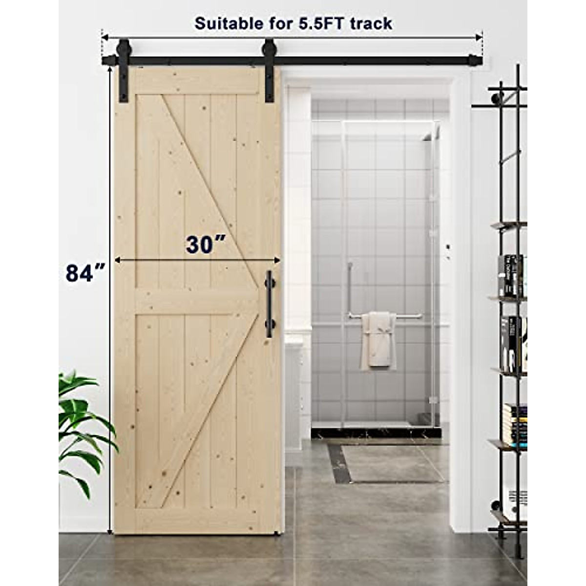 WINSOON 30in x 84 in Sliding Barn Door Interior Paneled Slab, DIY Unfinished Barn Doors Solid Spruce Wood, K Frame Planks, Pre-Drilled, Bottom Grooved, Easy to Install, Natural