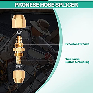 Pronese 2 Pack Soild Brass HPT Air Reusable Hose Splicer Repair Kit,Air Hose Fitting for 3/8-Inch ID Hose