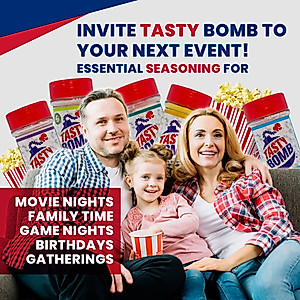 Tasty Bomb Popcorn Seasoning Set - Zesty Popcorn Seasoning Powder Variety Pack of 4 - Hot & Spicy Popcorn Flavoring with Asiago Pepper, Spicy Chipotle, Cheesy Jalapeno & Ranch Popcorn Seasoning Powder