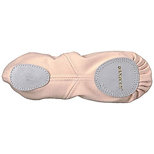 Danzcue Adult Stretch Canvas Split Sole Ballet Slipper, Pink, 10.5 M