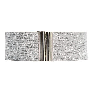 GRACE KARIN Women Adjustable Stretch Waistband Antique Buckle Thick Belt Silver M