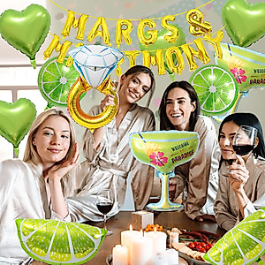 26PCS Margs and Matrimony Bachelorette Balloons - Lime Balloons and Diamond Ring Balloons for Margarita Party Decorations, Margarita Bachelorette Party Decor for Mexican Fiesta Bridal Shower