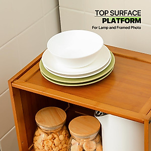 Magshion Bamboo 5-Tier Open Shelf Bookcase, 12" L x 12" W x 49.5" H Brown 5 Cube Organizer Floor Standing Display Storage Shelves Collection Decor Furniture for Home Office Classroom