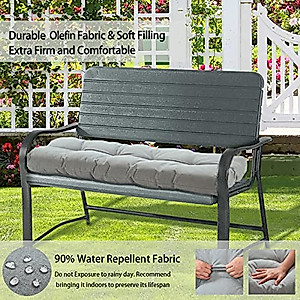 FUNHOME Tufted Loveseat Cushion for Swing, Patio Garden Wicker Loveseat Funiture 1 Pack, Chairs Pad Lounger Seat for Wicker Loveseat Settee 42x18 Inch-Light Gray