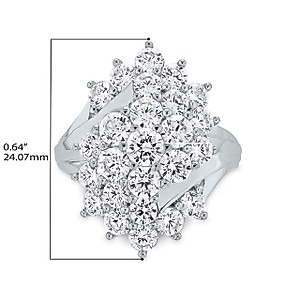 Lexi and Rose .925 Sterling Silver Cubic Zirconia Multi-Shank Cluster Cocktail Ring - Size 9