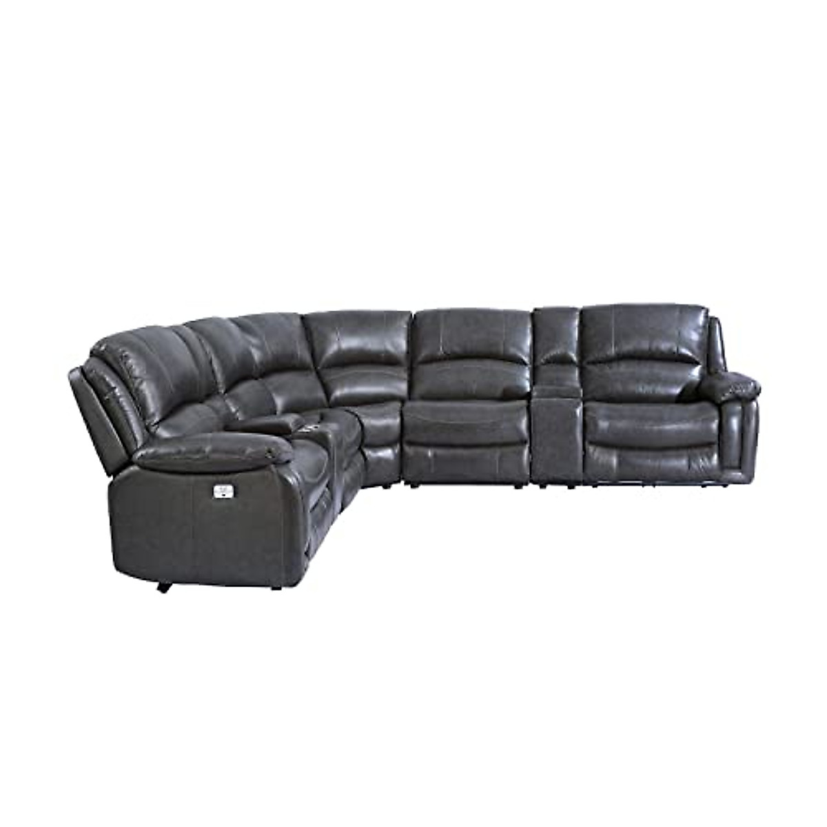 Steve Silver Denver 7 Piece Charcoal Leather Power Reclining Sectional