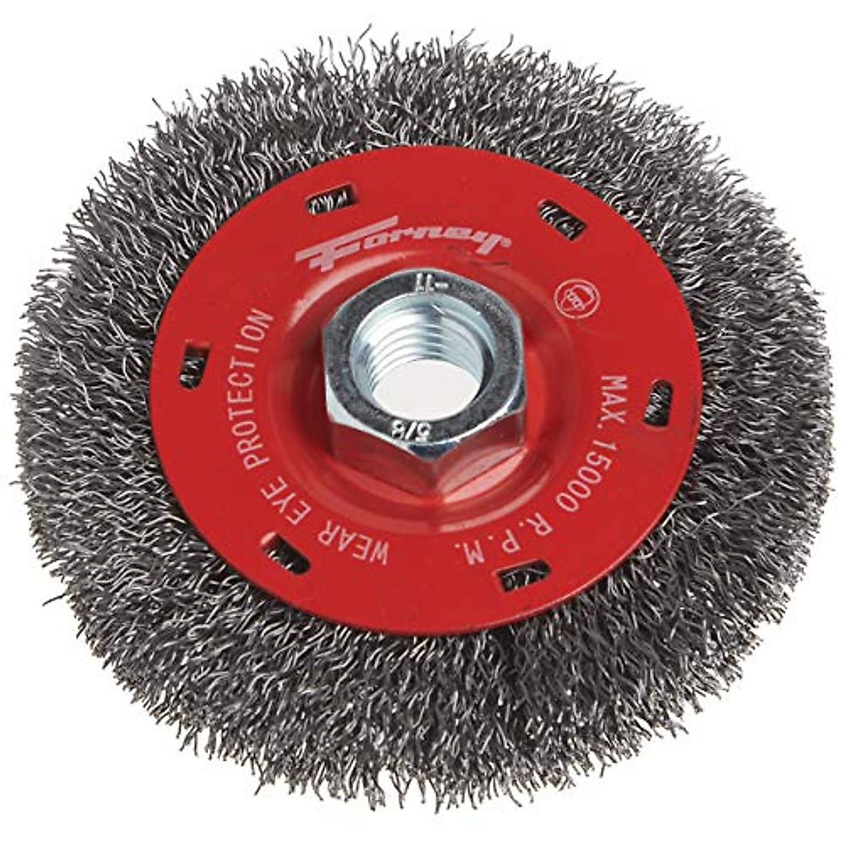 Forney 72788 Wire Wheel Brush, Coarse Crimped with 5/8-Inch-11 Threaded Arbor, 4-Inch-by-.014-Inch