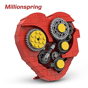 Millionspring A Clockwork Heart Sculpture Building Kits with Gear for Adult,Valentine Gifts Days Decoration for Her,Stress Reliever Building Toys,Creative New 2022(186pcs)