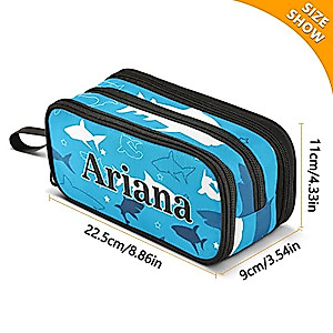 J JOYSAY Custom Sharks Pencil Case Large Big Capacity Personalized Pencil Bag for Girls Boys Customized Pencil Storage Box Journaling Supplies for Office Kids Adults