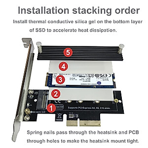 Bejavr M.2 NVME to PCIe 3.0/4.0 x4 Adapter, NVME/AHCI SSD to PCIe Expansion Card with Aluminum Heatsink Solution, Supports PCI-Express X4 X8 X16 Slots