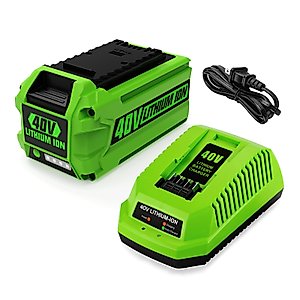 6.5Ah 40V 29472 29462 Replacement for Greenworks 40V Battery and Charger 29482, for GreenWorks 29472 29462 for GreenWorks 40V G-MAX Tools 29252 20202 22262, with 40V Grennworks Charger