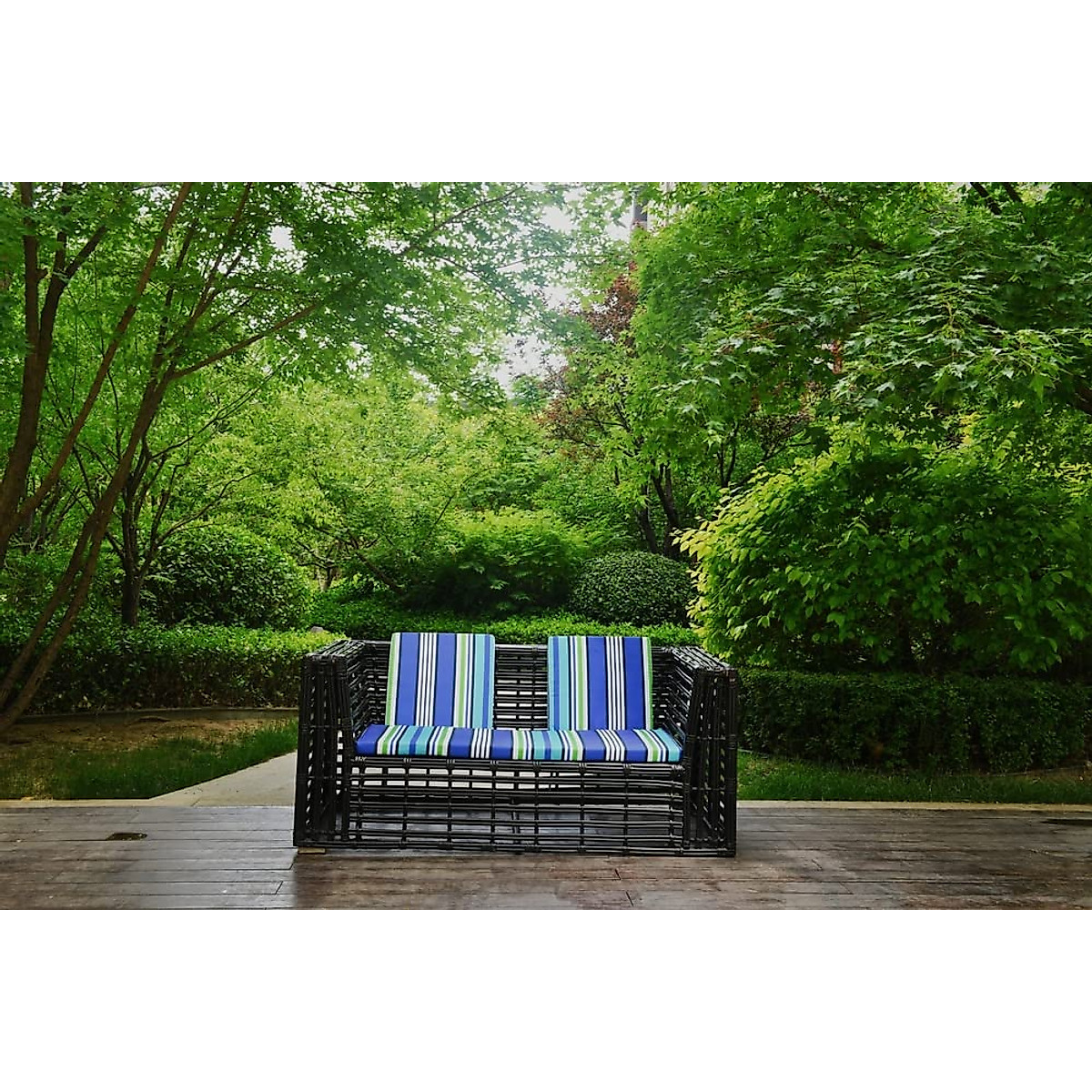 Outdoor Bench Cushion 48x17in Waterproof Patio Furniture Cushions Long Time Color Fastness Garden Sofa Settee Couch Swing Pads Thickened Sponge Filling Bench Cushions For Indoor Furniture/Blue
