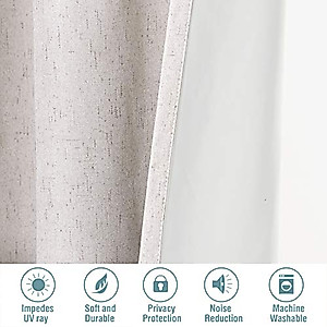 H.VERSAILTEX Linen Blackout Curtains 96 Inches Long 100% Absolutely Blackout Thermal Insulated Textured Linen Look Curtain Draperies Anti-Rust Grommet, Energy Saving with White Liner, 2 Panels, Ivory