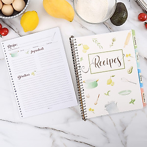 Recipe Book to Write in Your Own Recipes, 8.5" x 11" Personal Blank Recipe Notebook, Removable Hardcover Recipe Journal Book Binder with 8 Dividers and 24 Tabs, Hold up to 240 Recipes