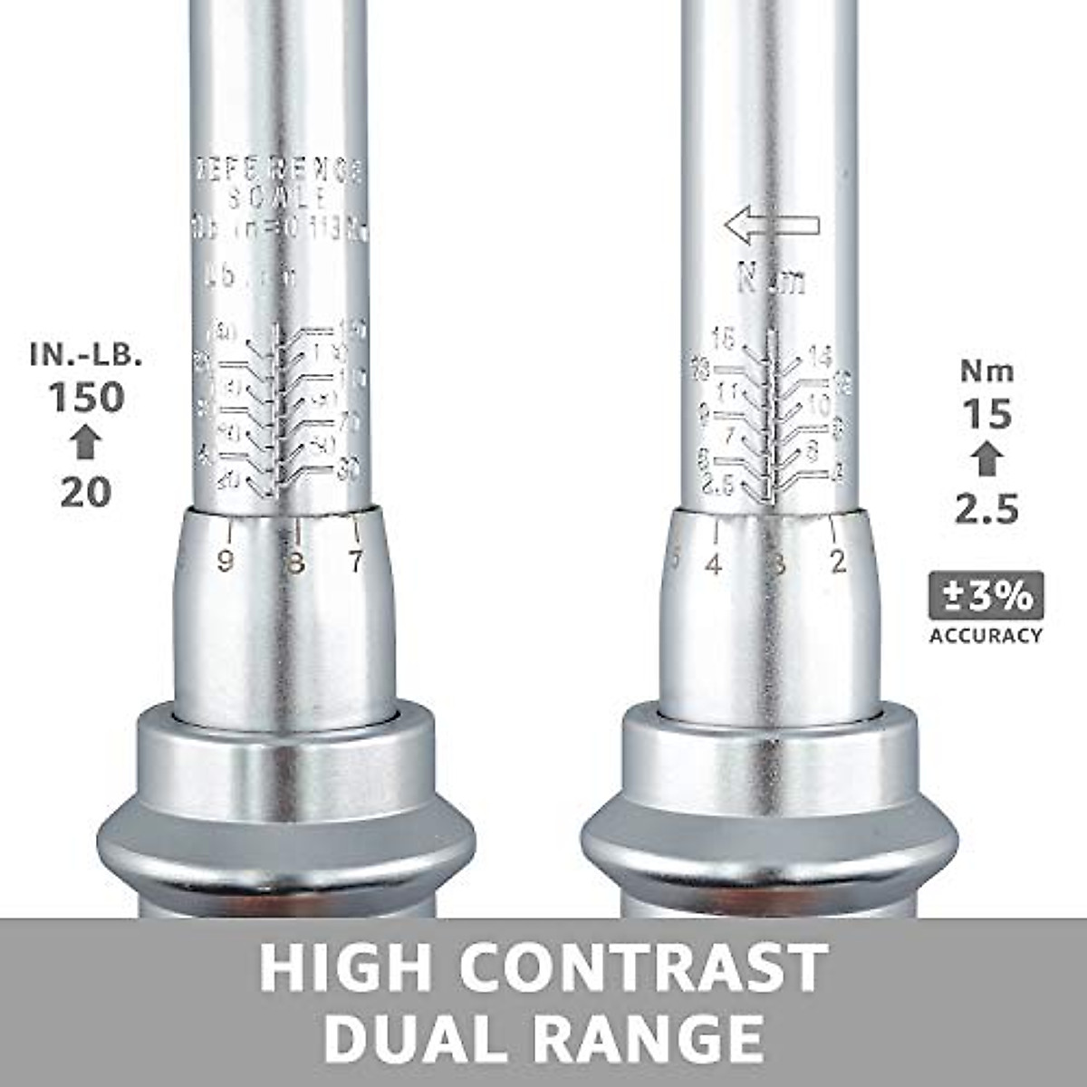 Amazon Basics 1/4-Inch Drive Click Torque Wrench - 20-150 inch-lb, 2.5-15 Nm