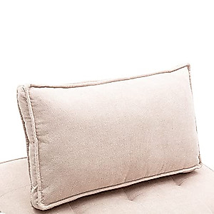 voqoomkl Single Sofa Chair, Accent Chairs, Lounge Floor Couch Foam Bed Chair for Living Room Bedroom, Lazy Chair with Pillow, Beige